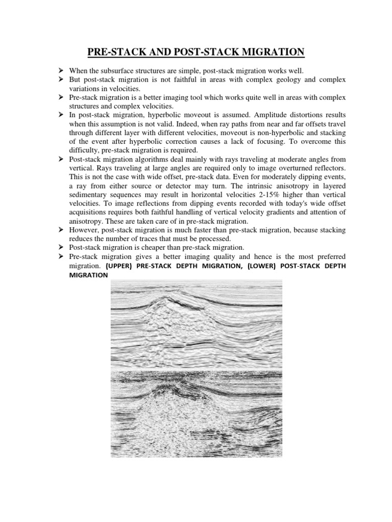 Pre-Stack and Post-Stack Migration | PDF | Reflection Seismology | Applied And Interdisciplinary ...