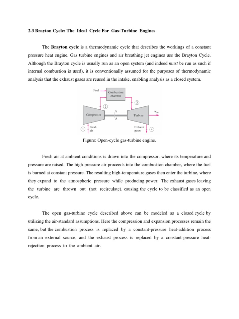 Brayton Cycle | PDF | Gas Turbine | Internal Combustion Engine