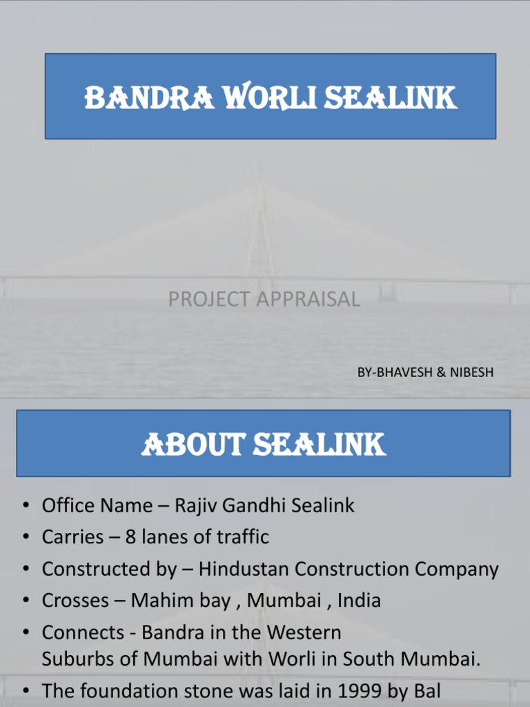 Bandra Worli Sealink Project Mumbai | PDF | Mumbai | Land Transport