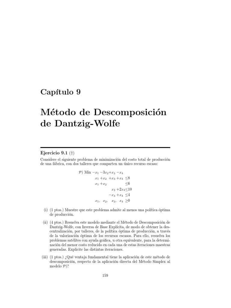Capítulo 9 - Método de Descomposición de Dantzig-Wolf | PDF | Funciones ...