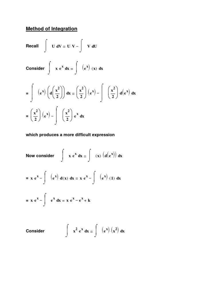 Method of Integration Word | PDF | Functions And Mappings | Teaching Mathematics
