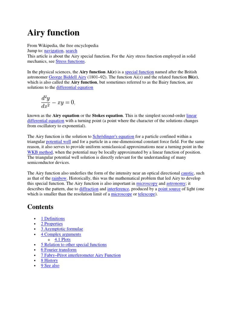 Airy Function | PDF | Analysis | Complex Analysis