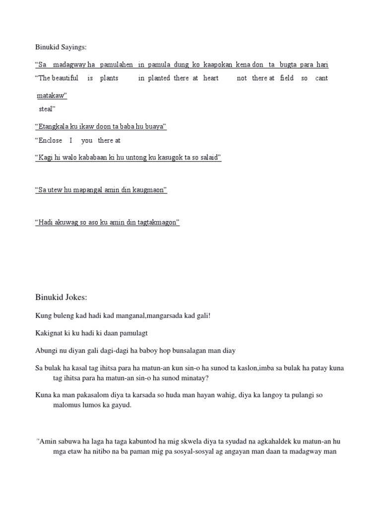 Binukid Sayings | PDF