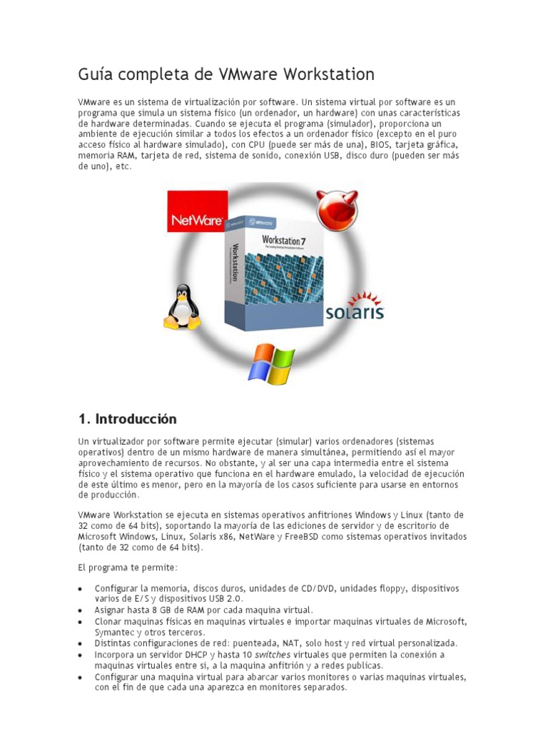 Guía de VMware Workstation | PDF | Software | Redes de computadoras