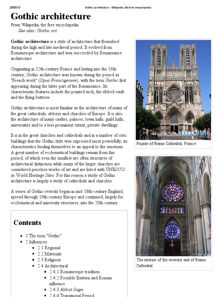 Gothic Architecture - Wikipedia, The Free Encyclopedia | PDF | Gothic Architecture | Vault ...