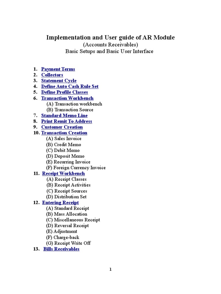Accounts Receivables User Guide | PDF | Debits And Credits | Receipt
