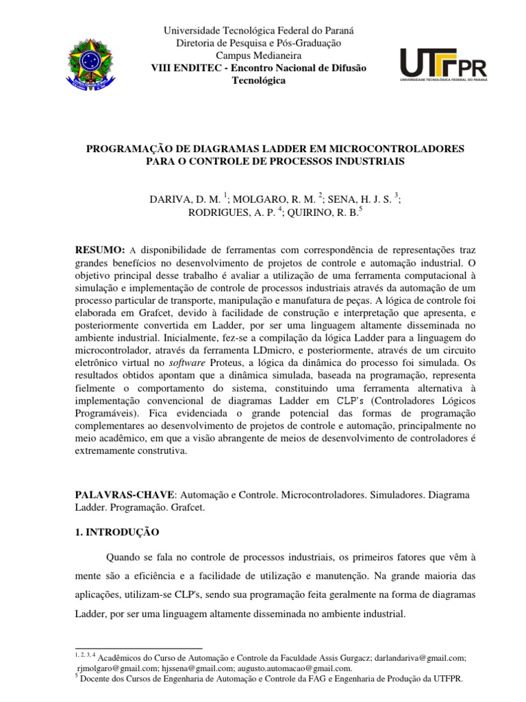 Programação de Diagramas Ladder em Microcontroladores para o Controle ...