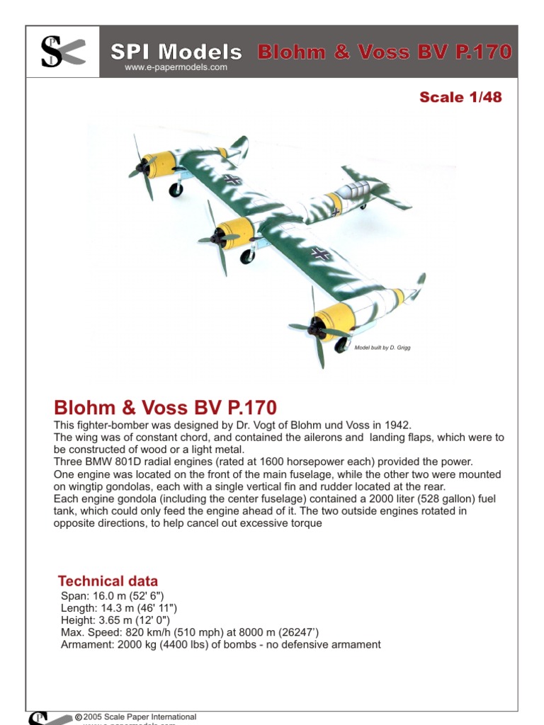 Blohm & Voss BV P.170 Overview | PDF | Aircraft | Aviation