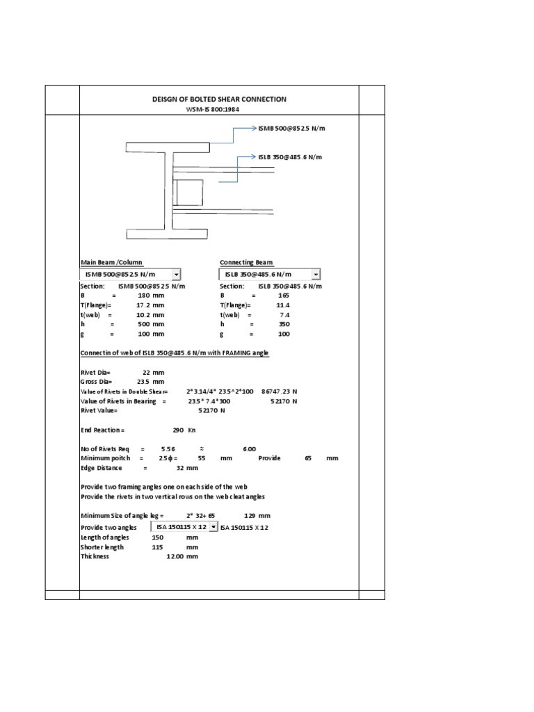 Steel Spreadsheets As Per Is 800 1984 Revised Deisgn | PDF
