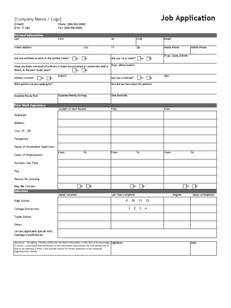 Job Application Form | PDF | Copyright | Employment
