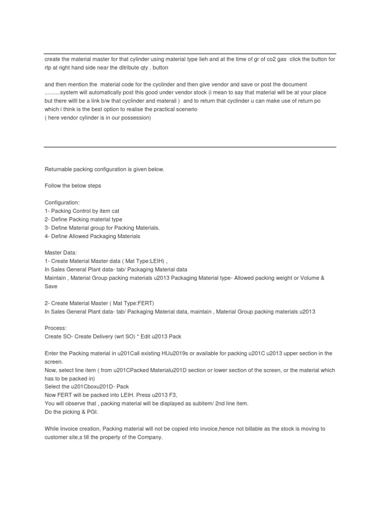 Returnable Packing Configuration | PDF | Delivery (Commerce ...
