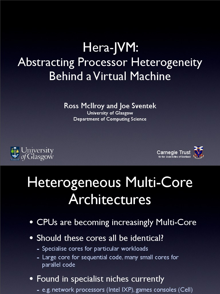Hera-JVM:: Abstracting Processor Heterogeneity Behind A Virtual Machine | PDF | Java Virtual ...