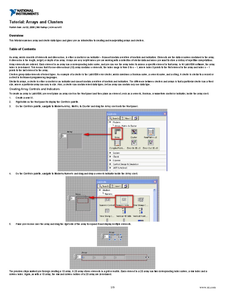 Arrays Y Clusters In Labview Pdf Array Data Structure Matrix 8898
