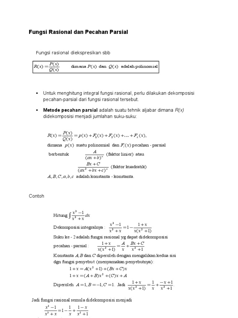 Integral Fungsi Rasional | PDF