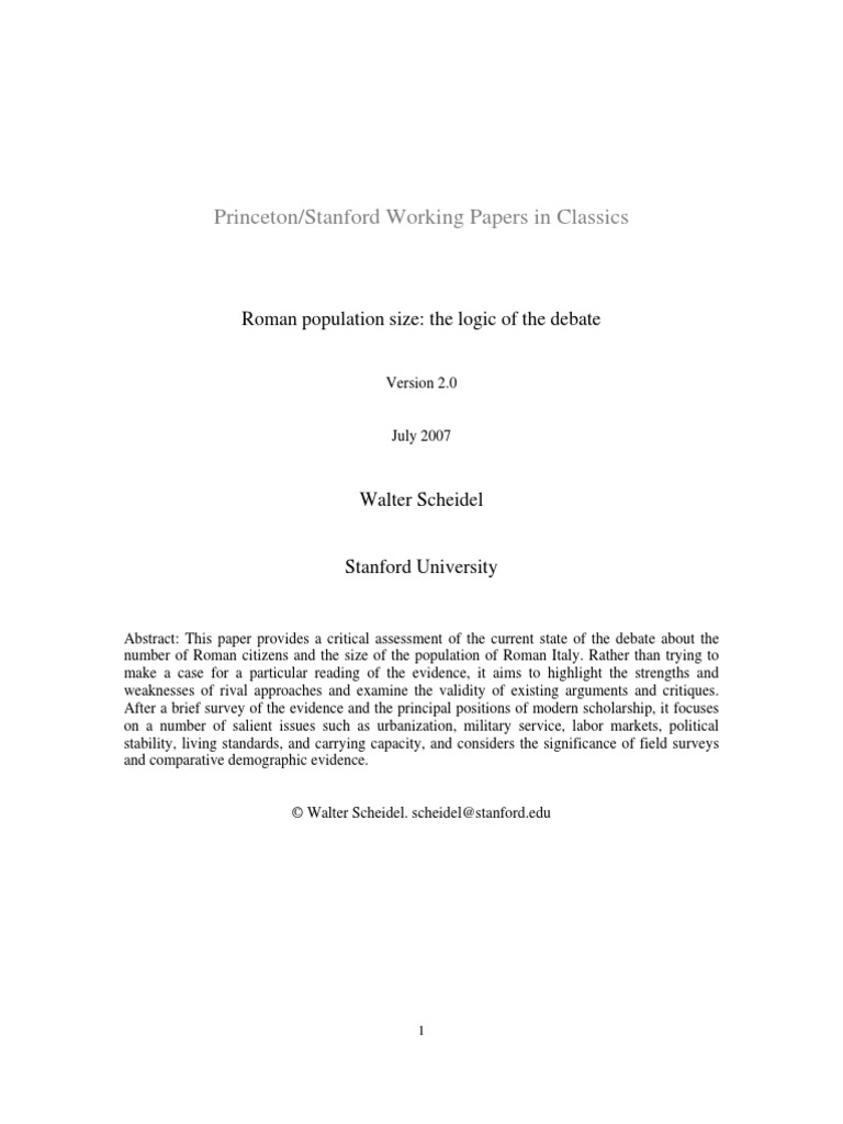 Roman Population Size | PDF | Ancient Rome | Italy