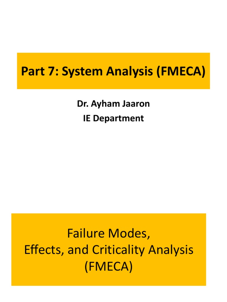 FMECA Analysis Overview by Ayham Jaaron | PDF | Reliability Engineering ...
