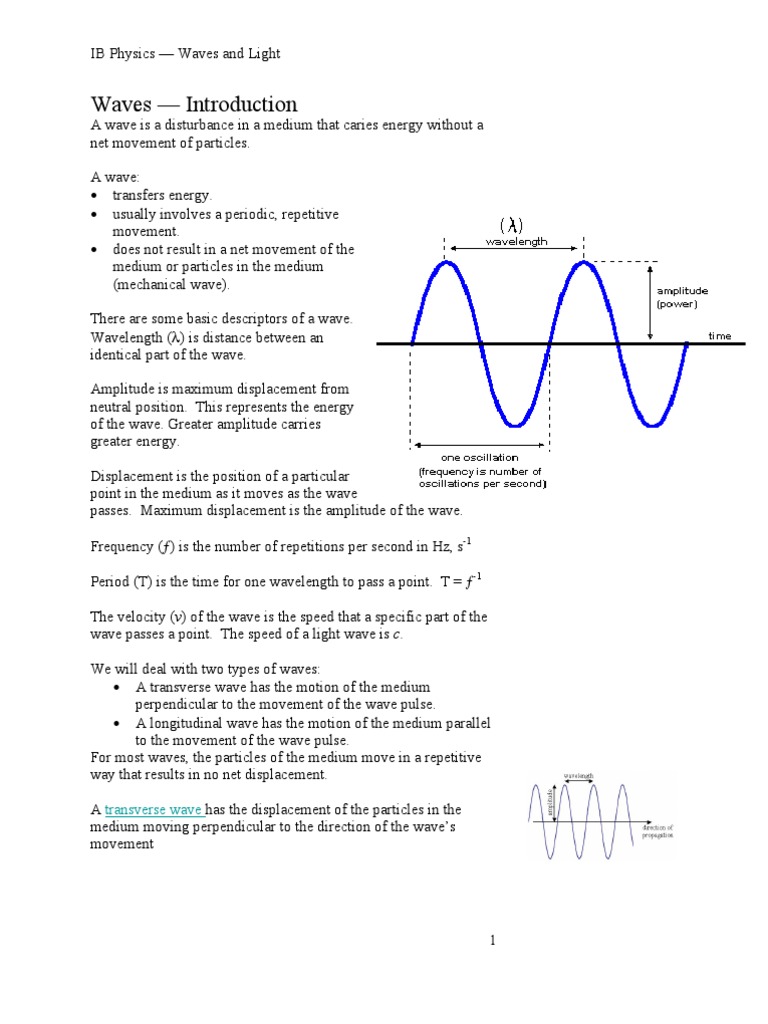 IB PH SL Waves Notes | PDF | Waves | Reflection (Physics)