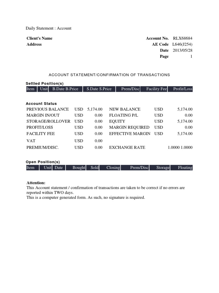 Daily Account Statement Summary | PDF