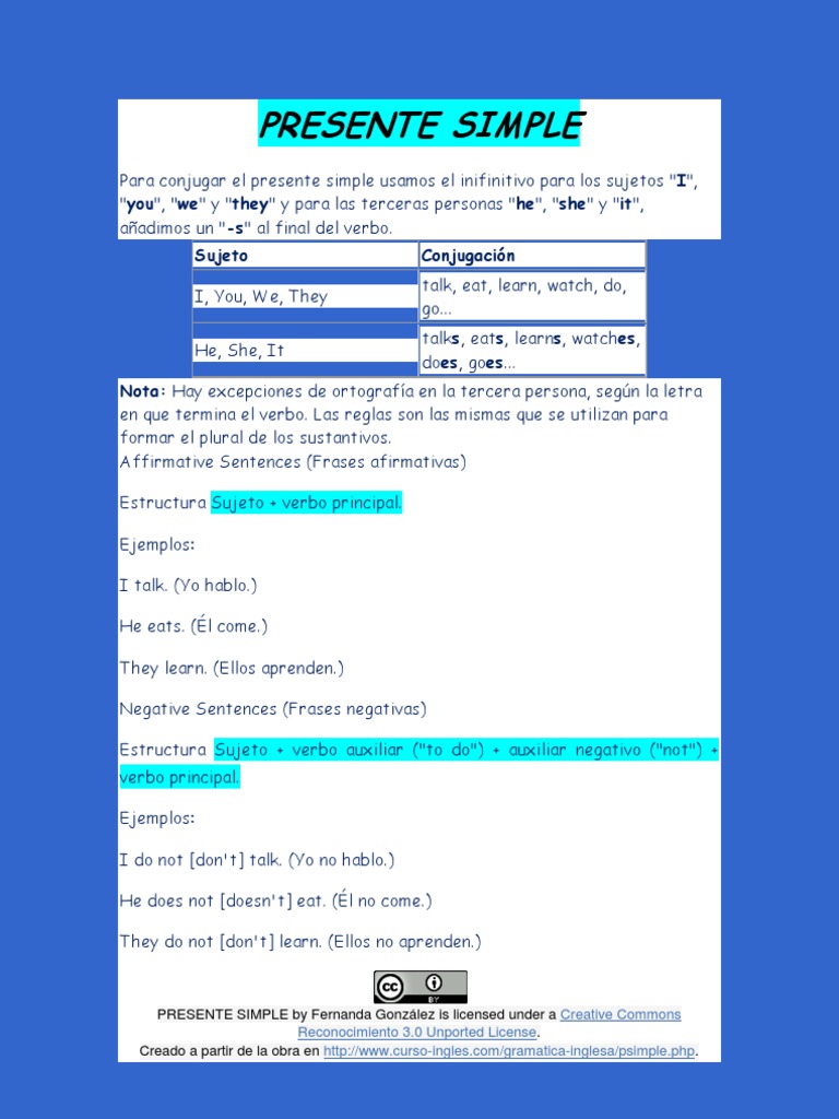 Presente Simple, Rutinas | PDF | Verbo | Idiomas