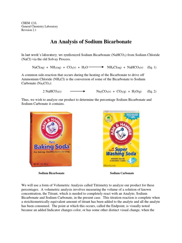 Sodium Bicarbonate Titration Analysis | PDF