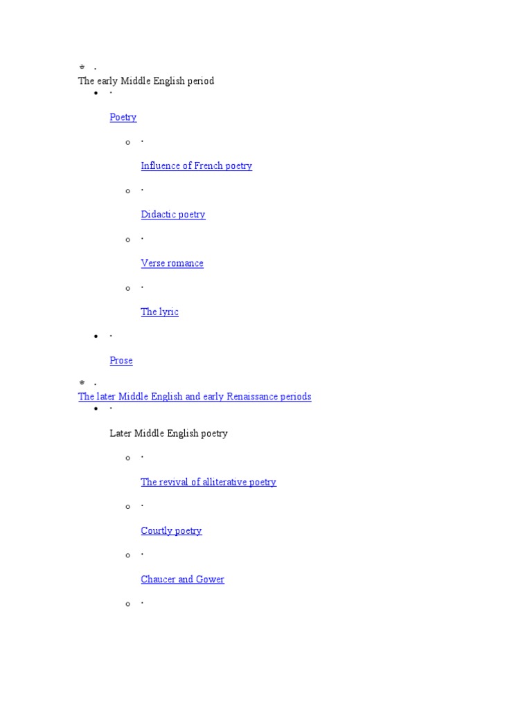 Poetry: The Early Middle English Period | PDF