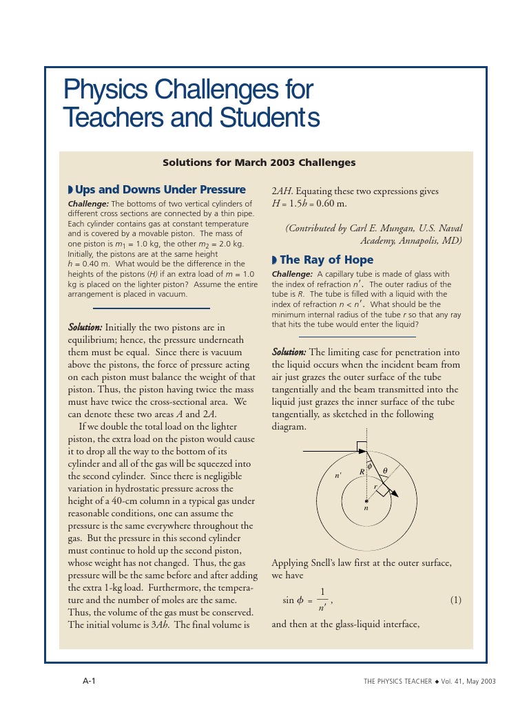 Physics Challenges For Teachers and Students: Ups and Downs Under ...