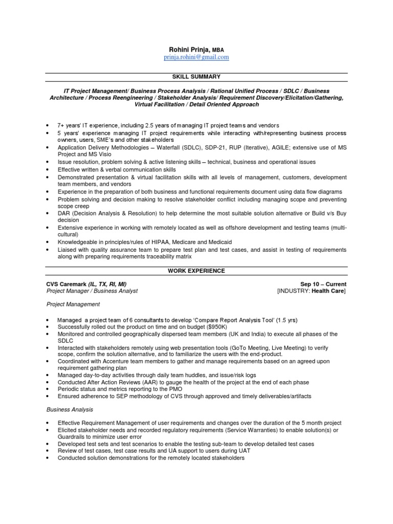 Rohini Prinja Resume | PDF | Project Management | Business Process