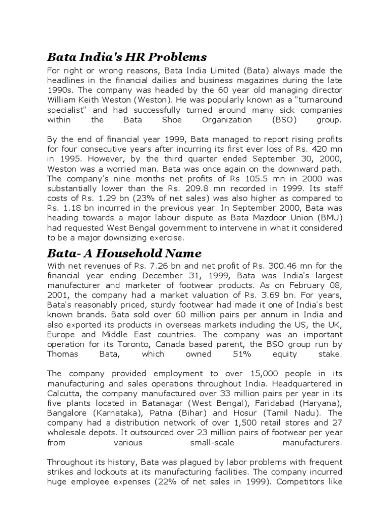 Bata HR Problems | PDF | Lockout (Industry) | Employment