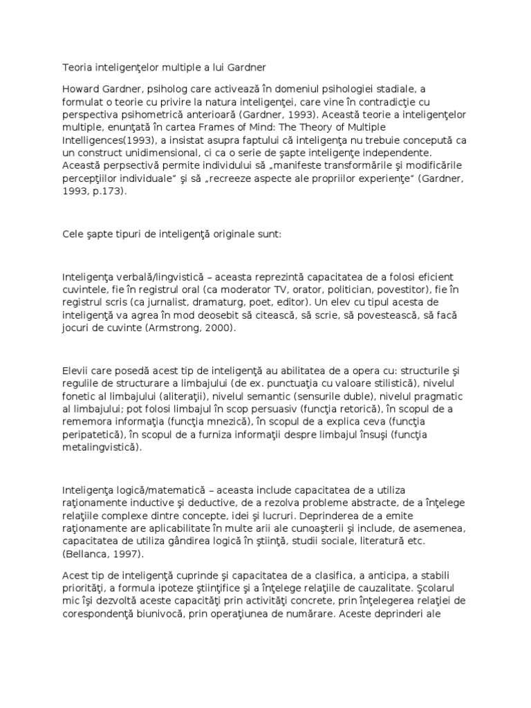 Inteligentele Multiple | PDF