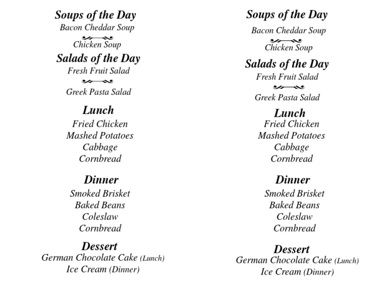 Soups of The Day Soups of The Day: Bacon Cheddar Soup Chicken Soup ...