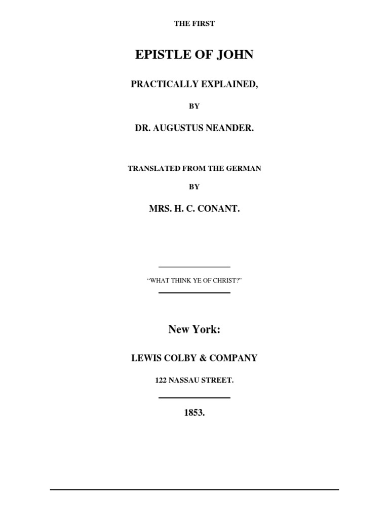 Augustus Neander - 1 John Commentary | PDF | Logos (Christianity ...