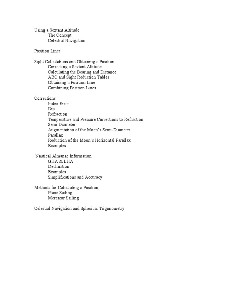 Celestial Navigation Tutorial Pdf Trigonometric Functions Sine