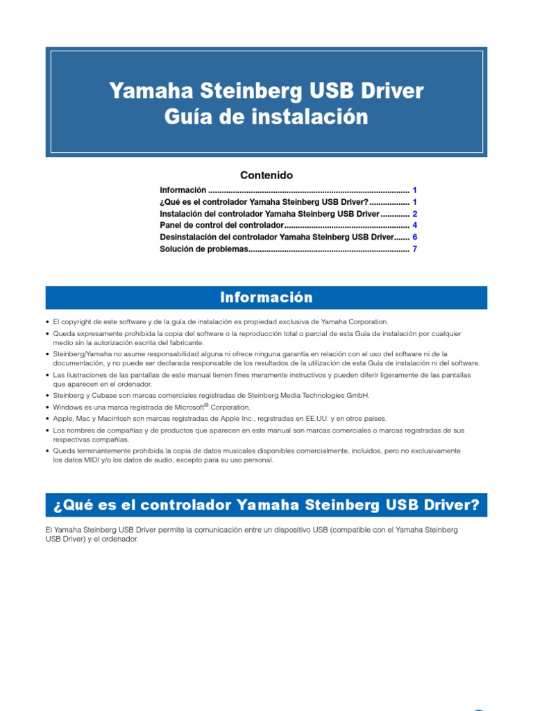 Yamaha Steinberg USB Driver Installation Guide | PDF | Point and Click | Ventana (informática)
