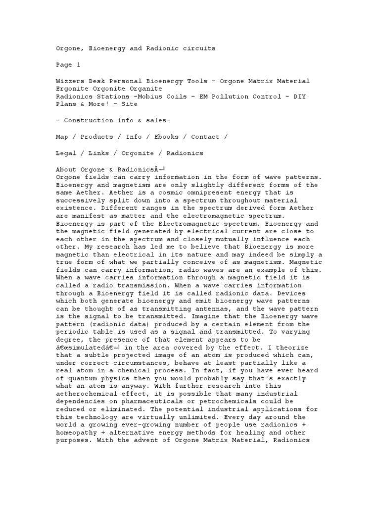 Orgone Bioenergy and Radionic Circuits | PDF | Electromagnetic Spectrum ...