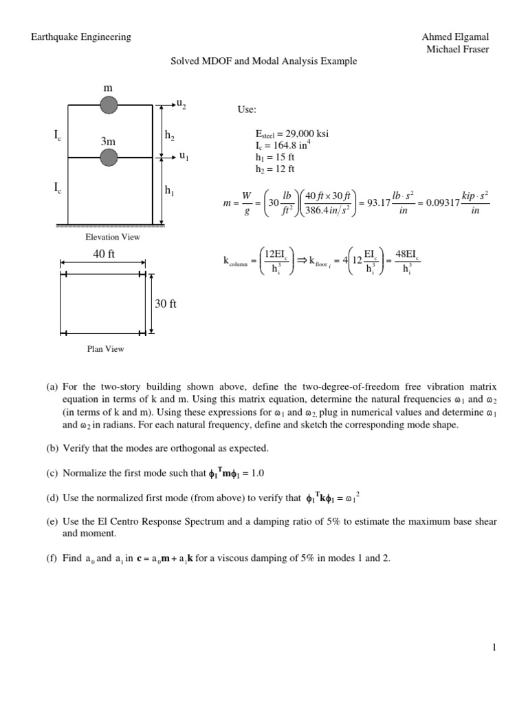 Solved MDOF Example | PDF | Mathematical Analysis | Mechanical Engineering