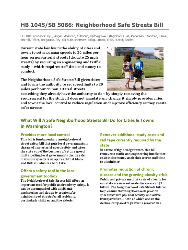 Neighborhood Safe Streets Bill Fact Sheet (Bicycle Alliance of ...