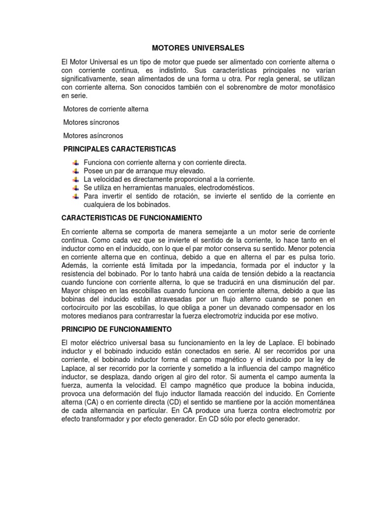 Motores Universales | PDF | Inductor | Corriente eléctrica