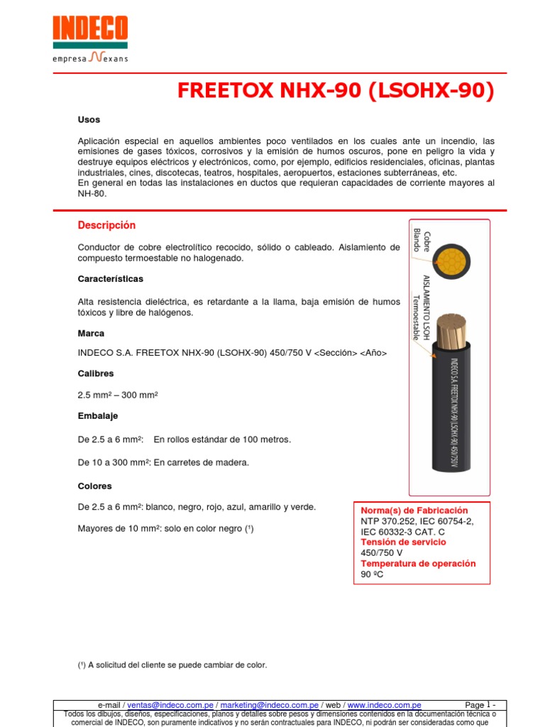 Cable Indeco NHX - 90 (LSONX-90) PDF | PDF