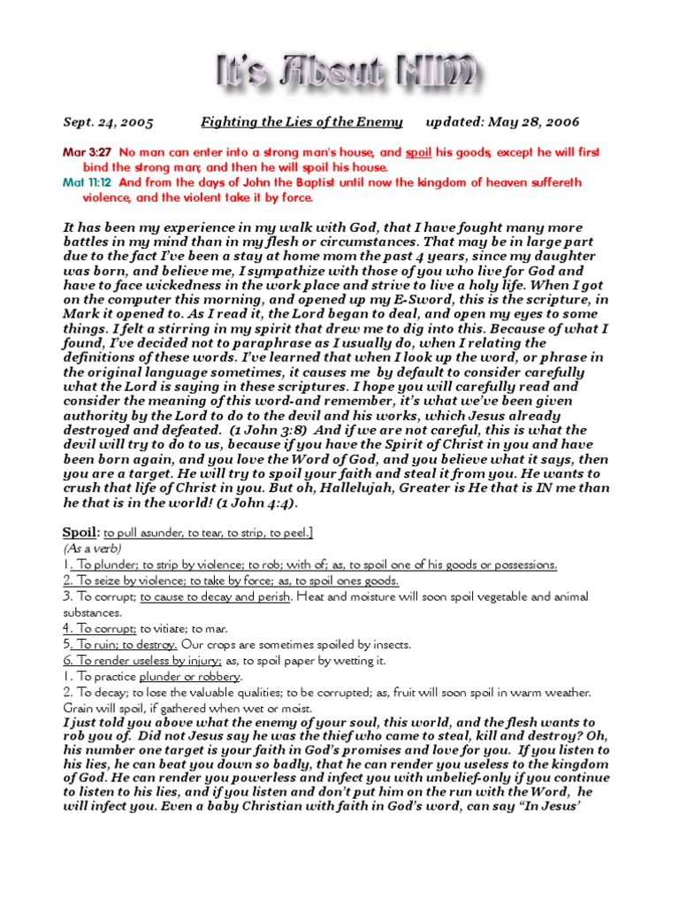 Fighting The Lies of The Enemy | PDF | John The Baptist | Christianity