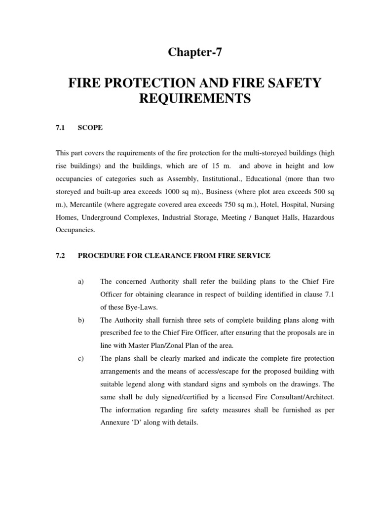 FIRE PROTECTION AND FIRE SAFETY REQUIREMENTS (Chap-7) PDF | PDF ...