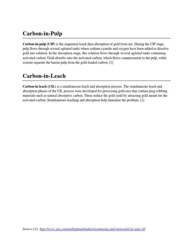 Carbon-in-Pulp vs. Carbon-in-Leach | PDF | Science & Mathematics ...