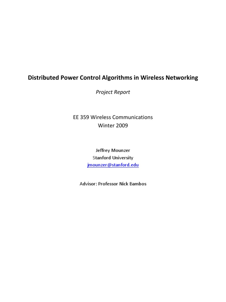 Power Control Algorithms in Wireless Communication | PDF | Mathematical Optimization | Simulation