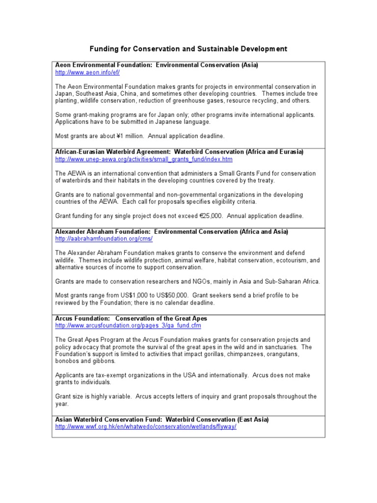 Conservation Grants Overview and Resources | PDF | Global Environment ...