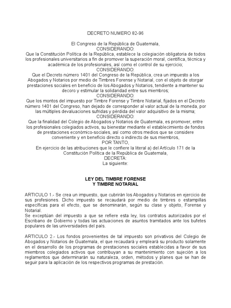 LEY DEL TIMBRE FORENSE Y TIMBRE NOTARIAL