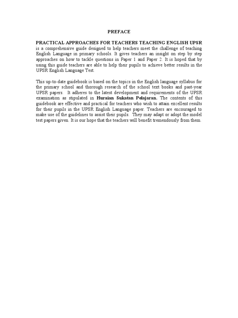 Preface Practical Approaches For Teachers Teaching English Upsr | PDF | Verb | Object (Grammar)