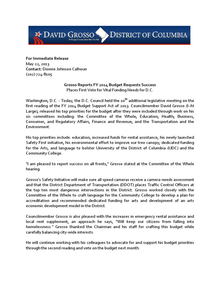 For Immediate Release Contact: Dionne Johnson Calhoun | PDF ...