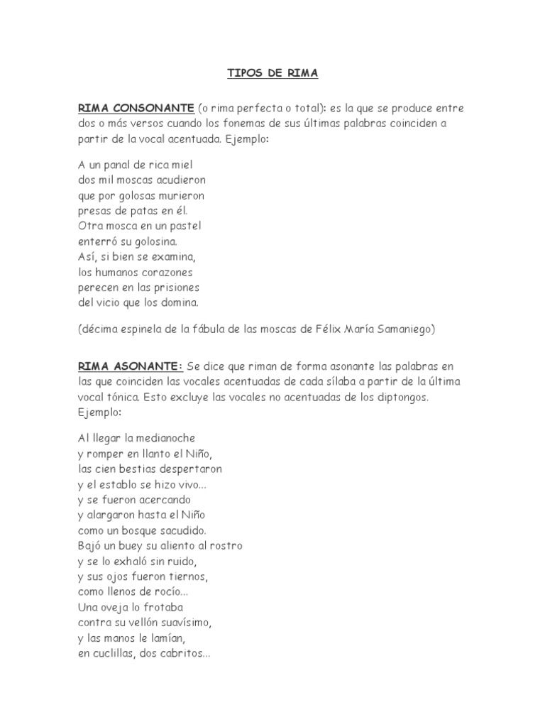 Tipos de Rima | PDF | Rima | Metro (poesía)