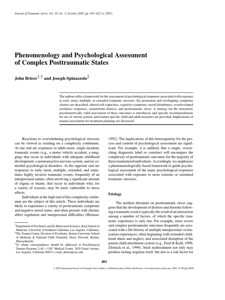 Complex Post Traumatic States | PDF | Psychological Trauma ...