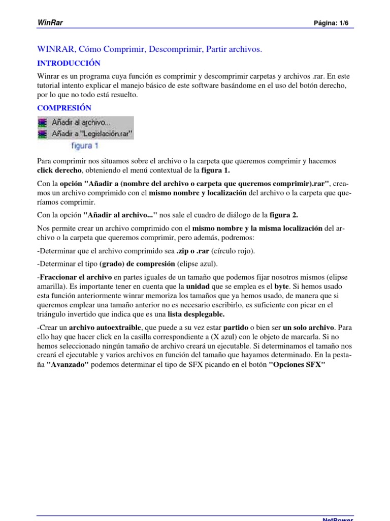 WINRAR Como Comprimir Descomprimir Partir Archivos | PDF