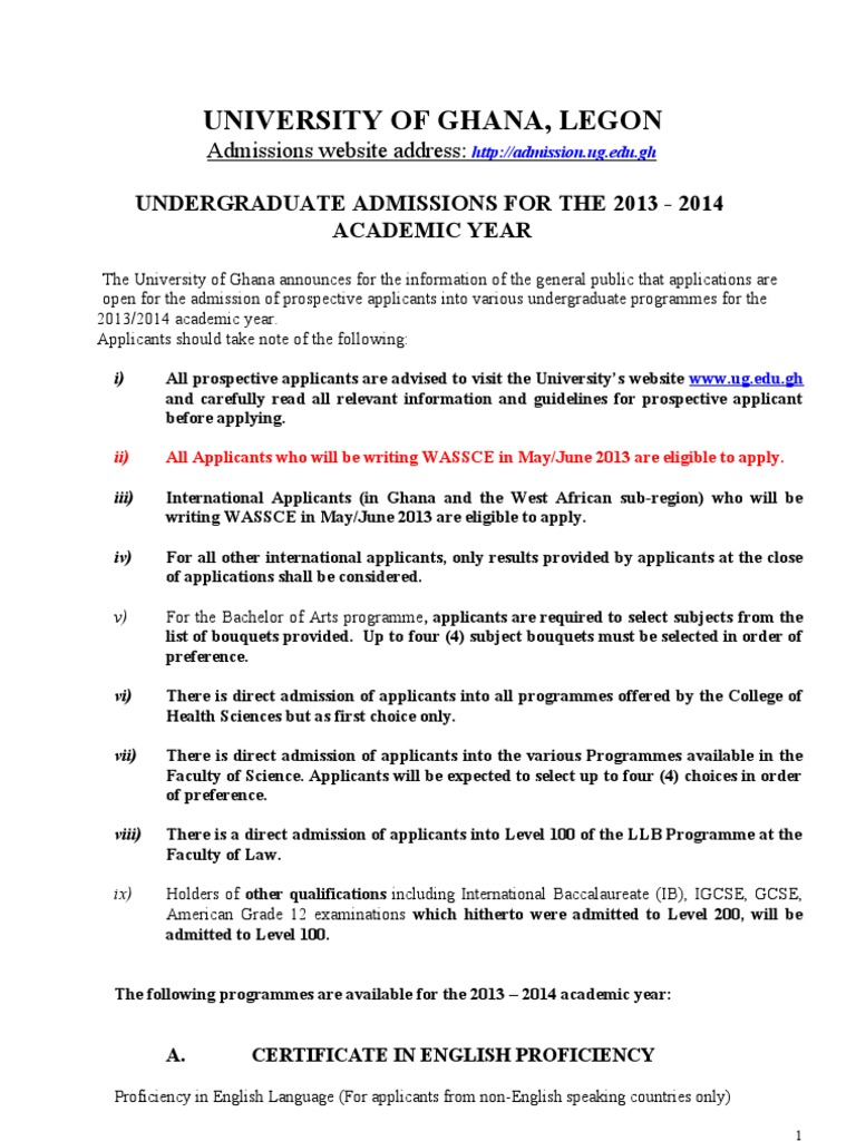 Requirements Legon | PDF | Bachelor's Degree | University And College ...